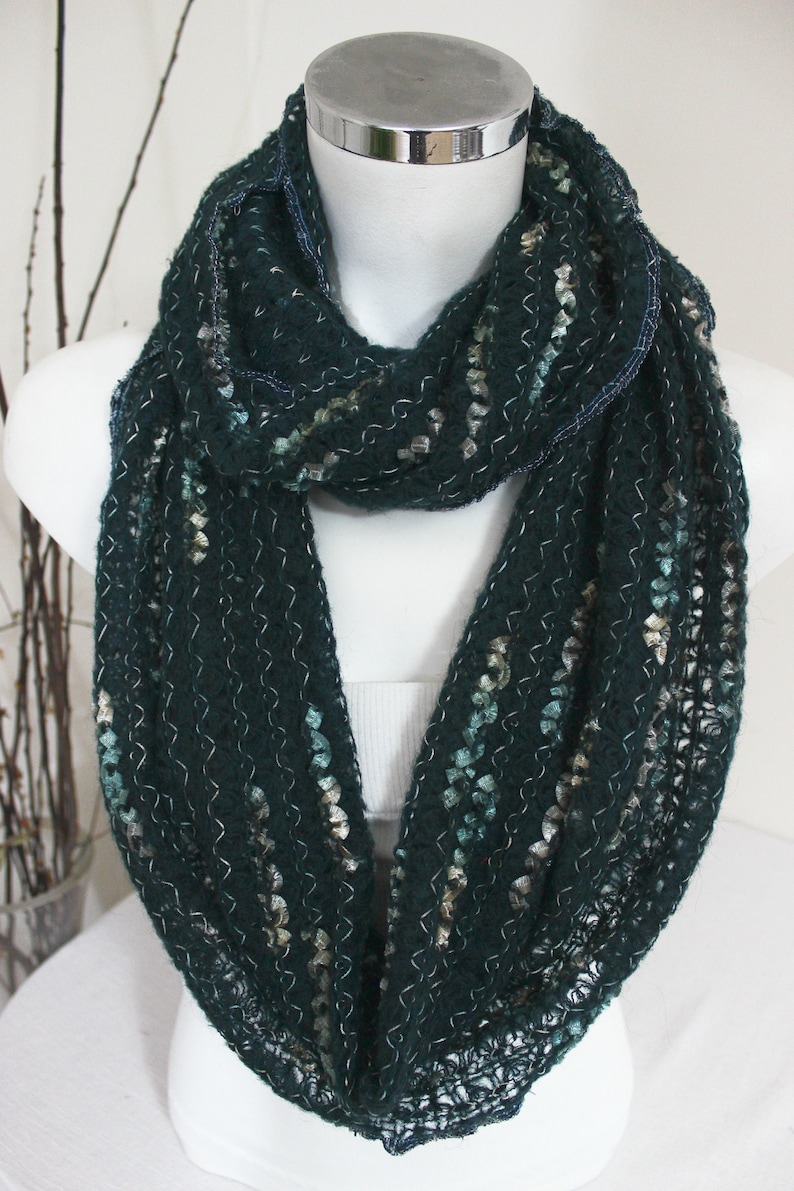 Teal Infinity Scarf Teal Women Loop Green Knitted Scarf - Etsy