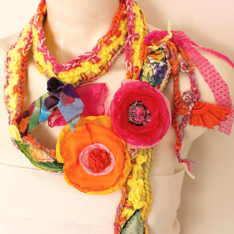 Scarf With Flowers - Etsy