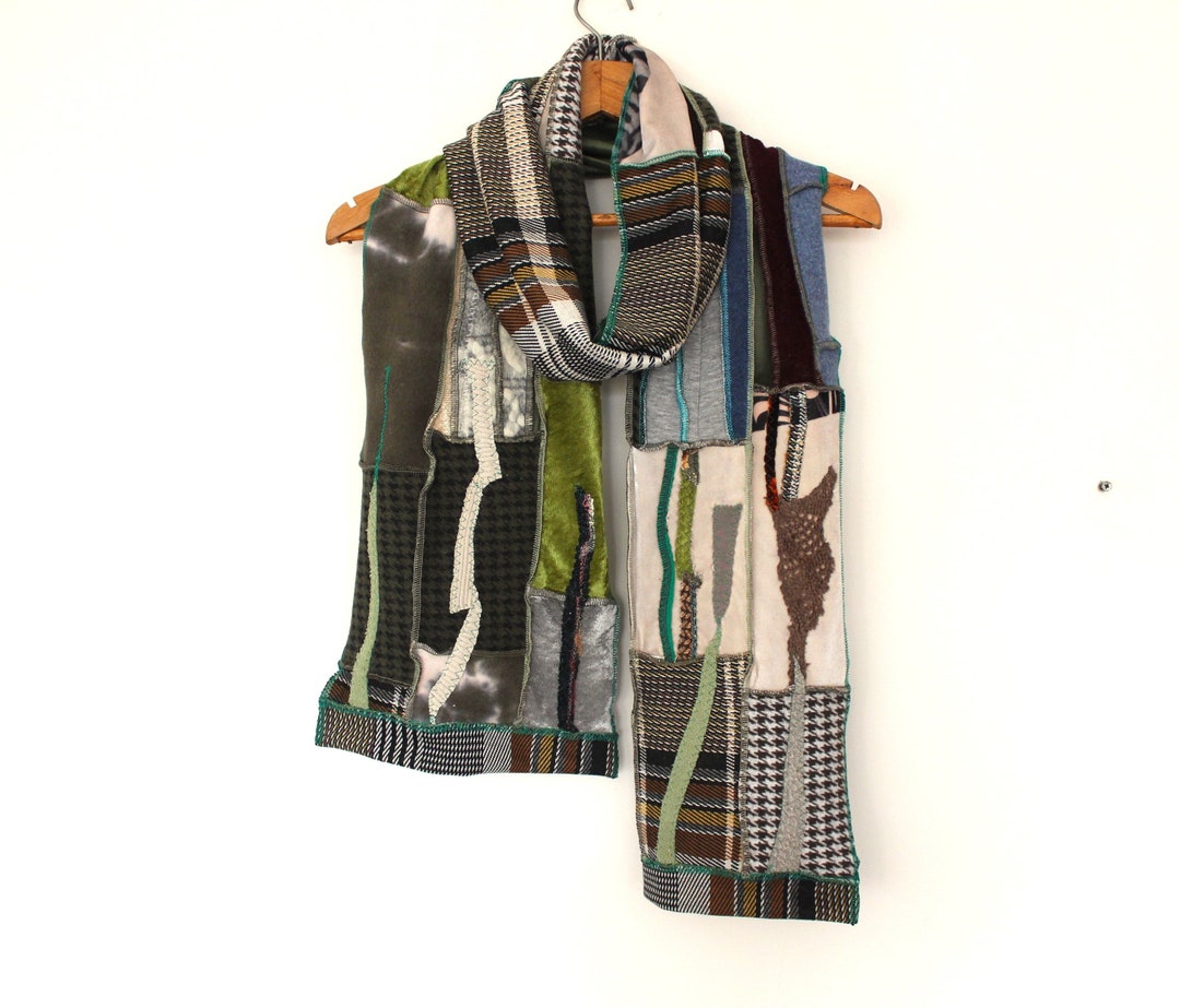Men Green Brown Scarf, Men Long Shawl, Unisex Unique Scarf, Men Winter ...