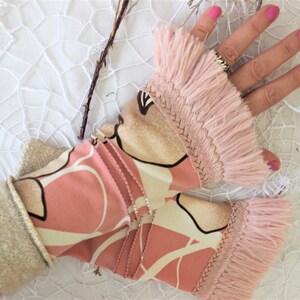 Powder Pink Women Gloves, Pink Cream Arm Warmers, Wrist Ornament Wrap ...