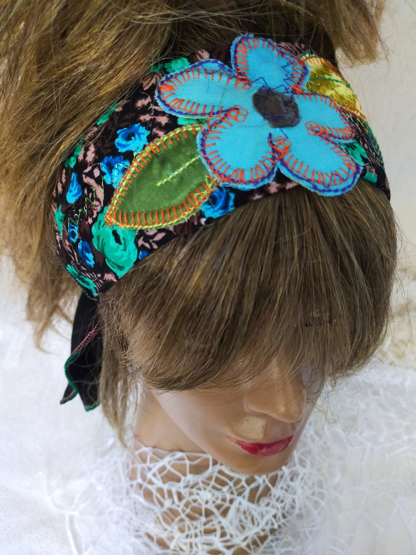 Blue Flowers Headband Women Headband Hippie Headband - Etsy