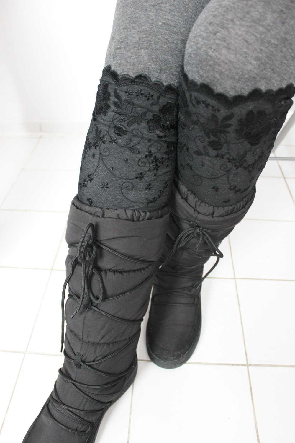 Black Lace Leg Warmers Black Stretch Lace Flexible Lace - Etsy