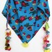 Blue Triangle Shawl, Fringed Flowers, Ethnic Cotton Shawl, Floral ...