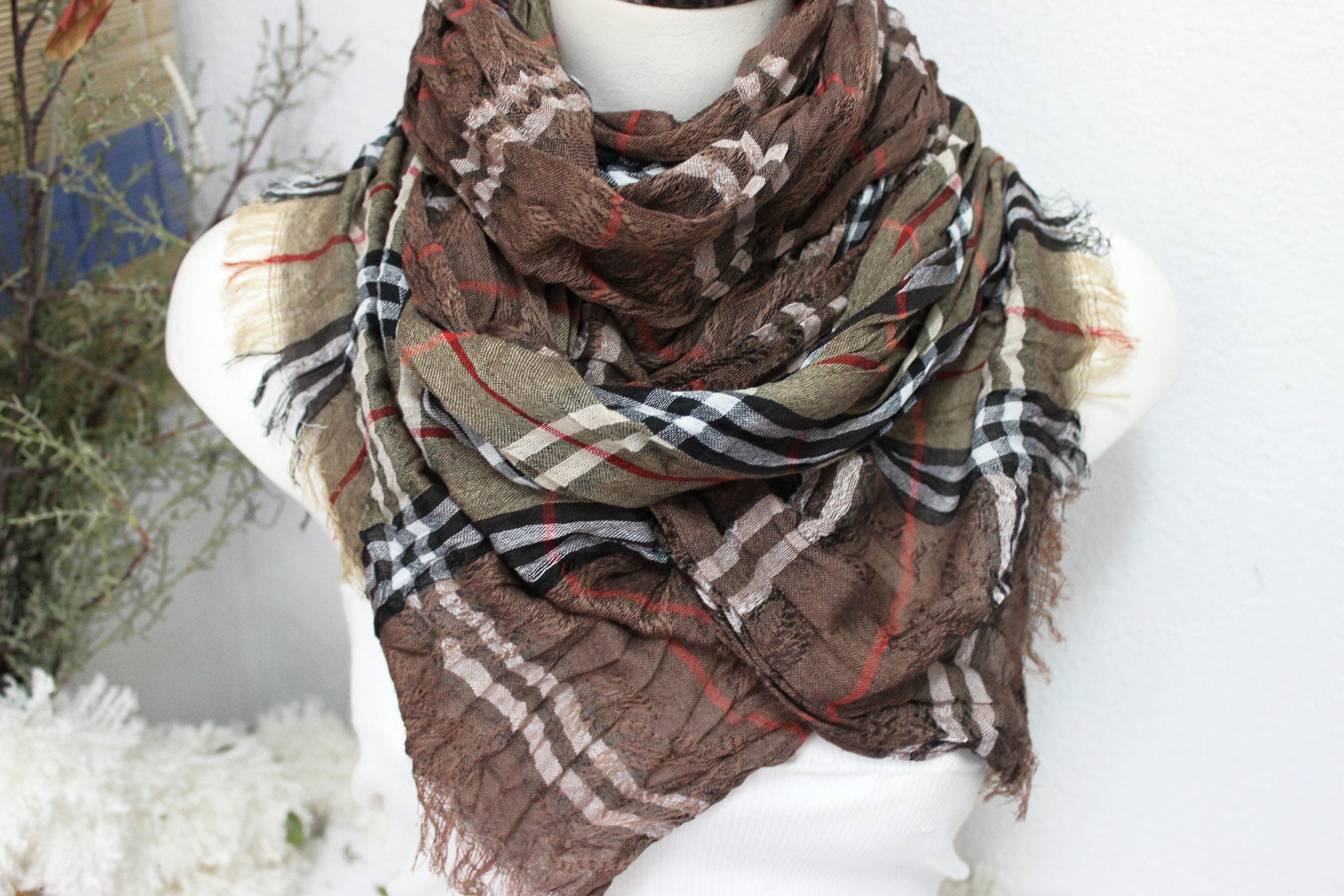 Men s Cotton Scarf Brown Plaid Beige Striped Boho Men s Shawl Turkish Fabric Red Black Unique Men s Scarf Cotton Fabric Men s Gift Etsy UK