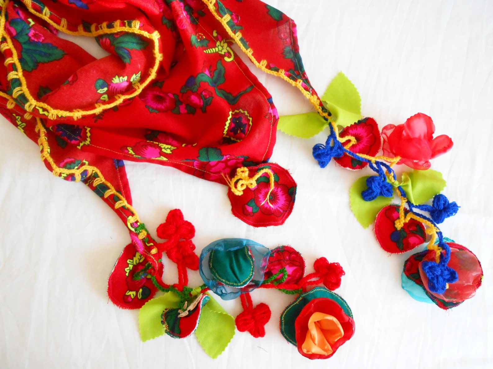 Red Cotton Scarf Red Triangle Scarf Turkish Ethnic Fabric | Etsy