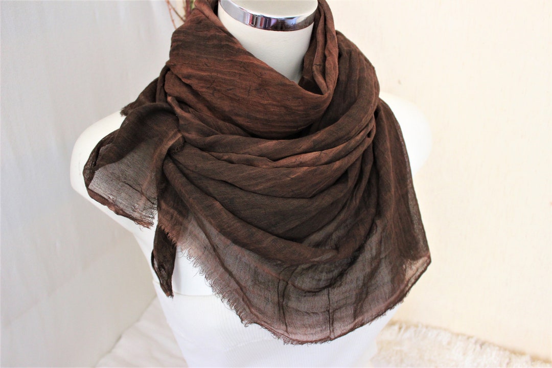Beige Brown Men Shawl Pure Cotton Large Shawl Striped Cotton - Etsy
