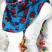 Blue Triangle Shawl, Fringed Flowers, Ethnic Cotton Shawl, Floral ...