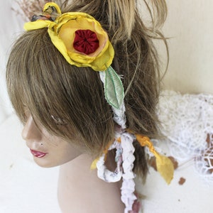 Yellow Flowers Headband, Women Headband, Hippie Hair Band, Boho Textile ...