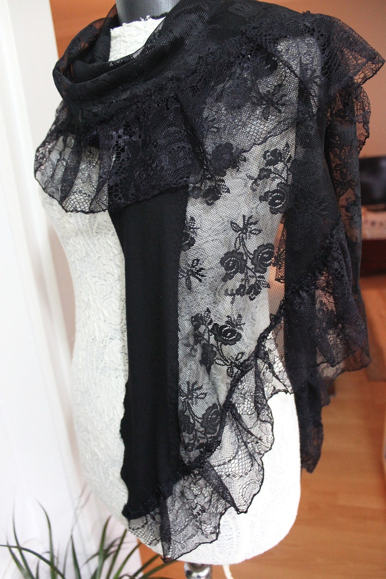 Black Lace Women Shawl Triangle Long Shawl Black Funeral - Etsy