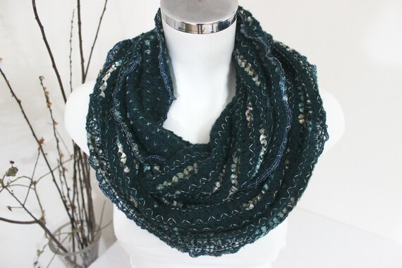 Teal Infinity Scarf Teal Women Loop Green Knitted Scarf | Etsy