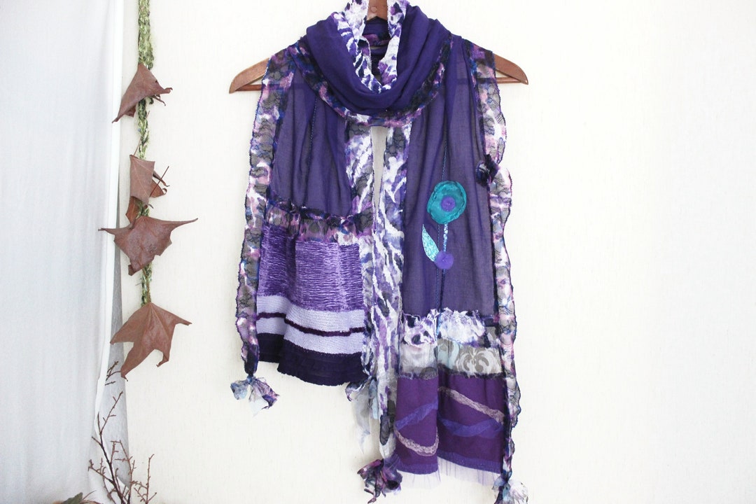 Purple Women Scarf, Extra Long Purple Cotton, Purple Cotton Scarf, Long ...
