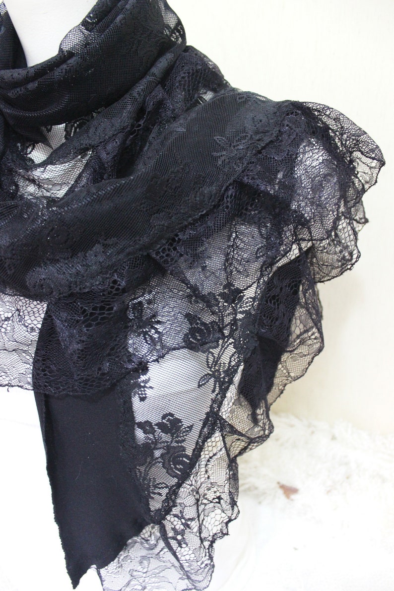 Black Lace Women Shawl Triangle Long Shawl Black Funeral - Etsy
