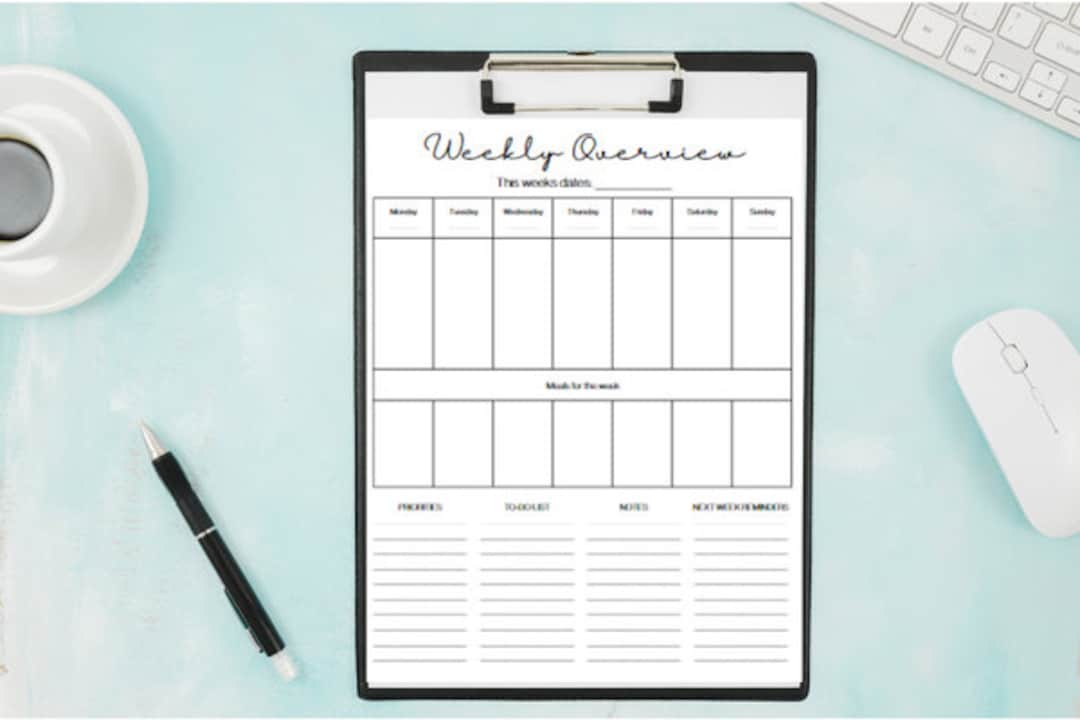 Weekly Overview Digital Download - Etsy