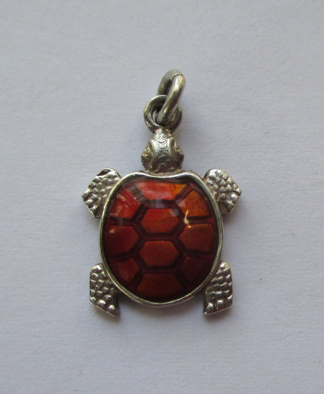Small Vintage Sterling Silver Red Enamel Sea Turtle Charm Meka - Etsy