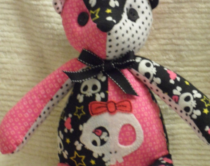 Handcrafted Skull With Pink Bow Teddy Bear - Etsy