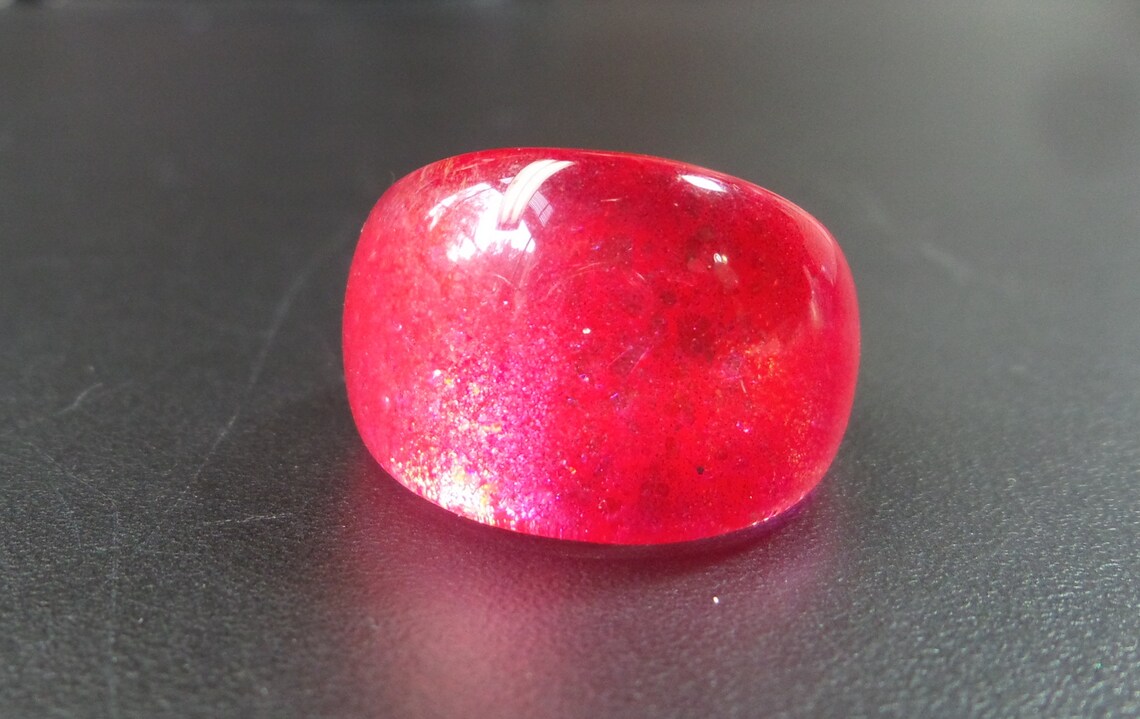 Lucite Rings, Hand Painted Lucite Ring Size 4.5, Glitter Galaxy Rings ...