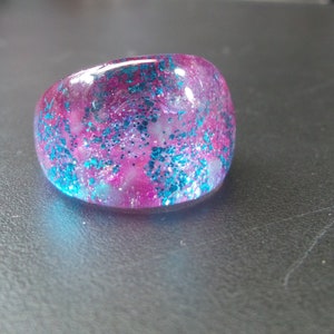 Lucite Rings, Hand Painted Lucite Ring Size 4.5, Glitter Galaxy Rings ...