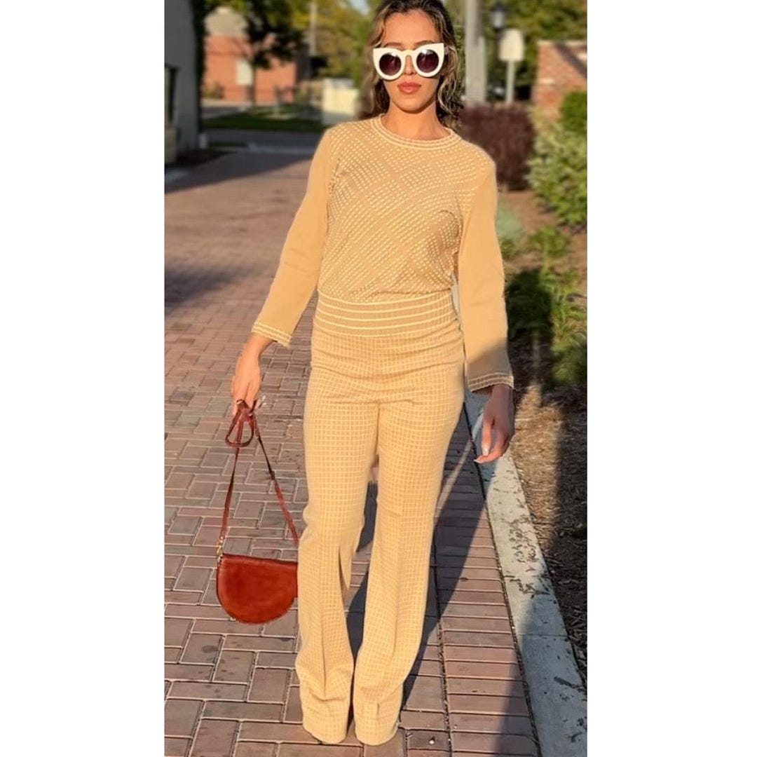 BANFF Vintage 100% Wool Wide Leg Flare Pant and Sweater Suit Set Womens ...