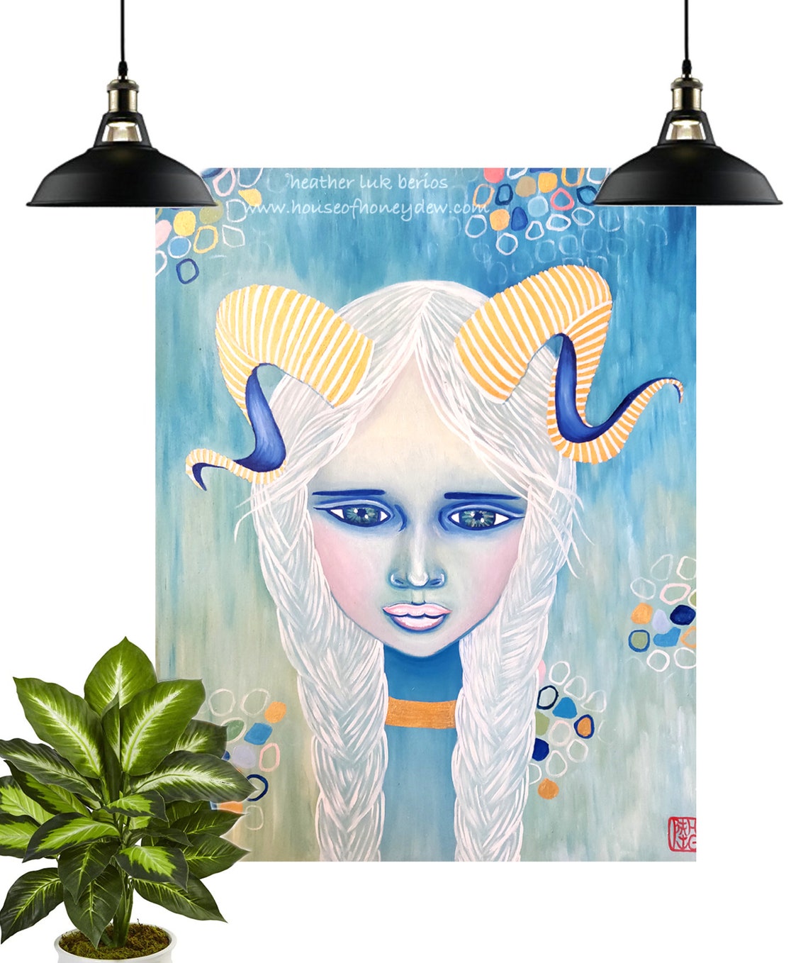 16x20" Original Oil Painting - Ram Girl, Whimsical, Fairytale, Magical ...