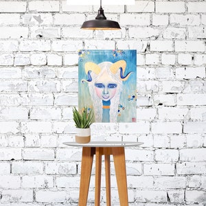 16x20" Original Oil Painting - Ram Girl, Whimsical, Fairytale, Magical ...