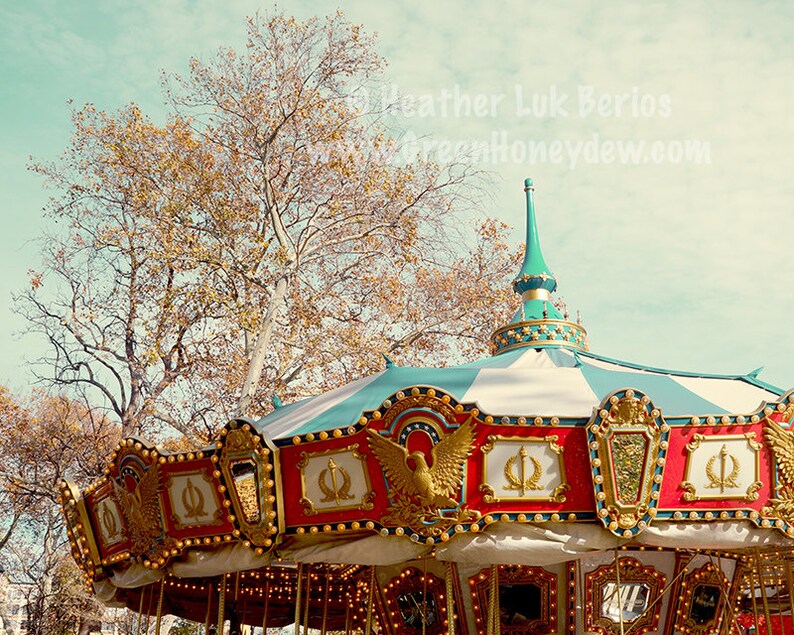 Carousel - Wall Decor - Fine Art Photography Print - Red, Teal ...