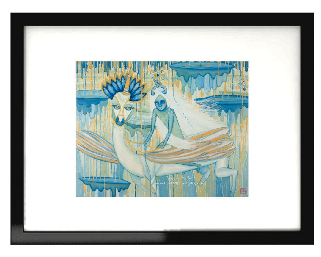 Art Print - Flying Ram Girl Unicorn (transcendence A Magical Journey No ...