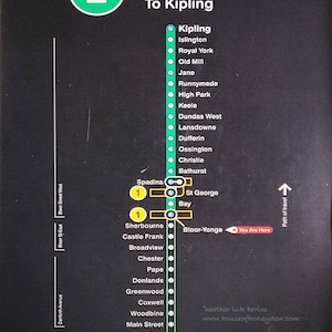 Toronto TTC Station Subway Map Yonge Kennedy Vaughan Kipling Line ...