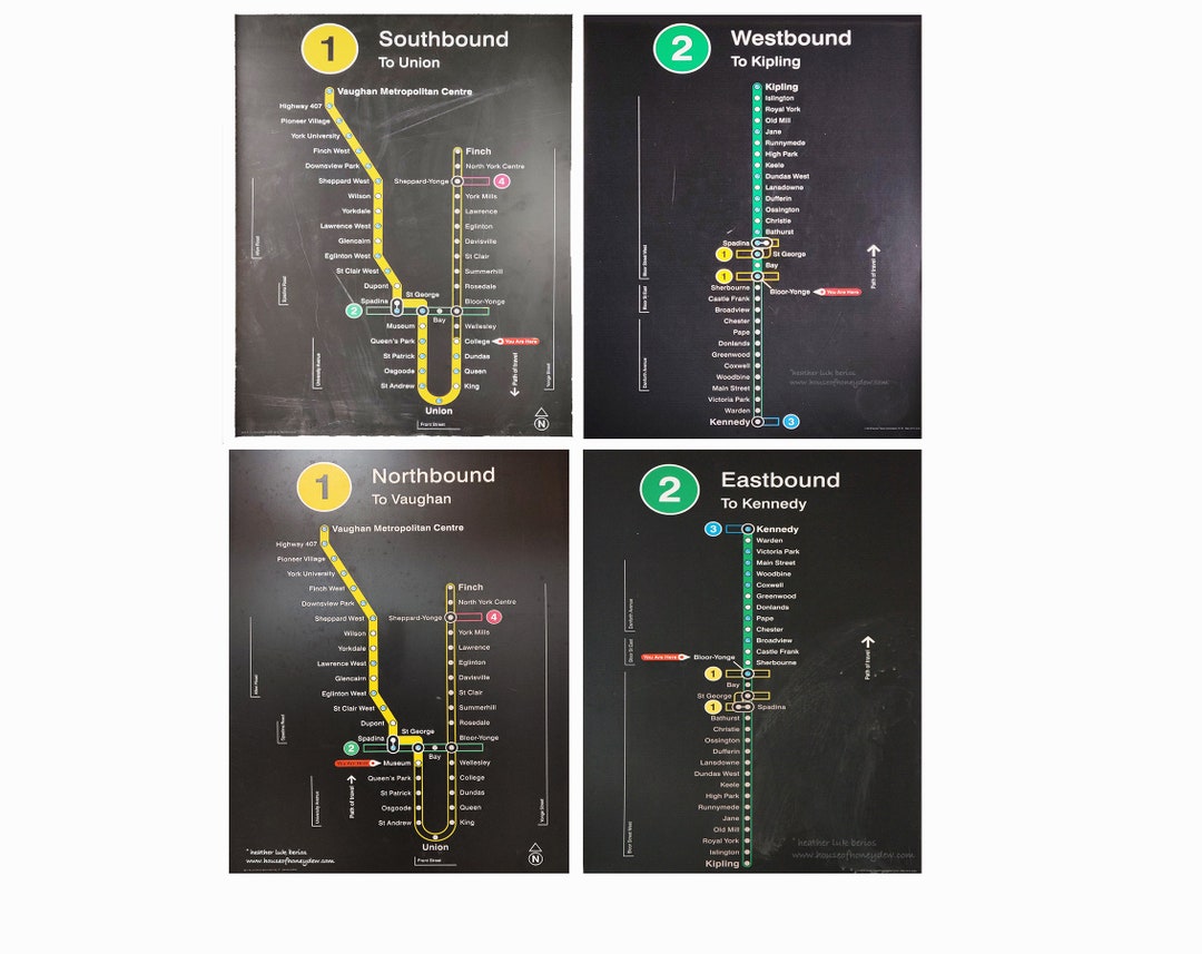 Toronto TTC Station Subway Map Yonge Kennedy Vaughan Kipling Line ...