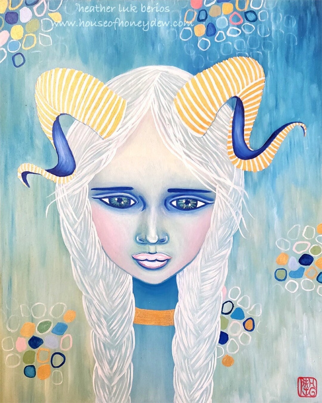 16x20" Original Oil Painting - Ram Girl, Whimsical, Fairytale, Magical ...