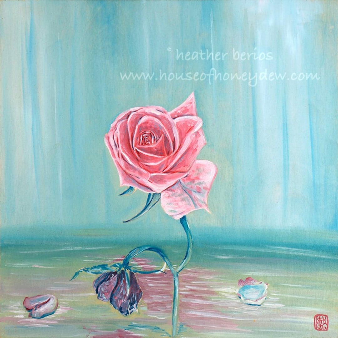 12x12" Original Oil Painting - the Inevitable, Rose Petals, Beautiful ...