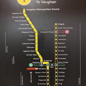 Toronto TTC Station Subway Map Yonge Kennedy Vaughan Kipling - Etsy Canada