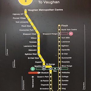 Toronto TTC Station Subway Map Yonge Kennedy Vaughan Kipling Line ...