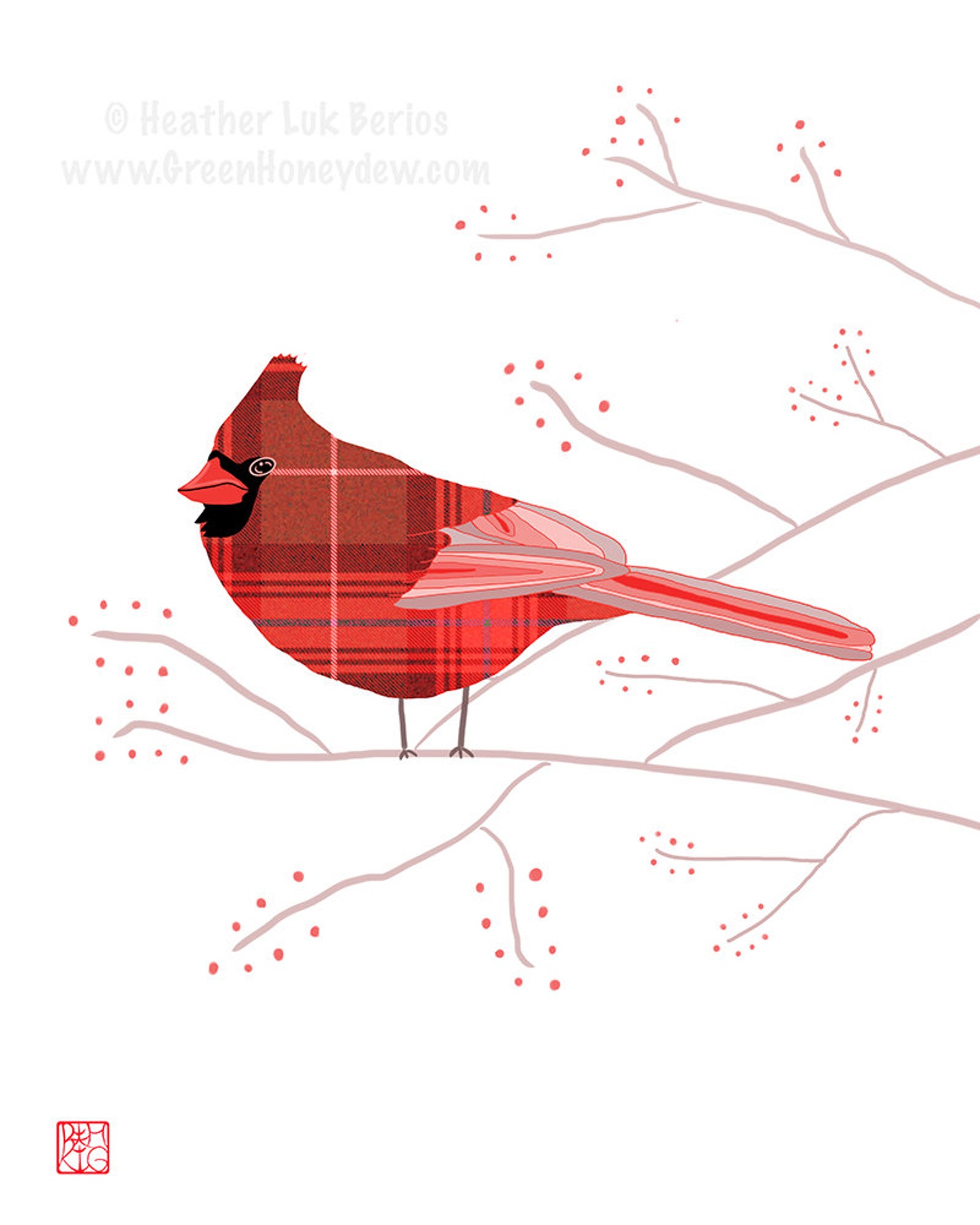 Cardinal Art Print Beautiful Red Cardinal Illustration - Etsy