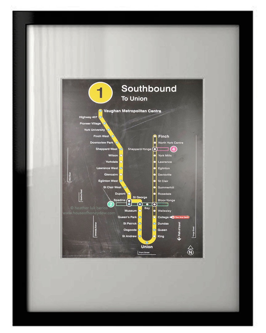 Toronto TTC Station Subway Map Yonge Kennedy Vaughan Kipling Line ...