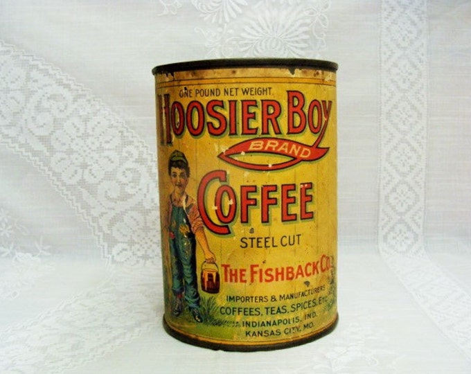 Hoosier Boy Brand Coffee Tin | Rare Collectible Coffee Tin | Rare ...