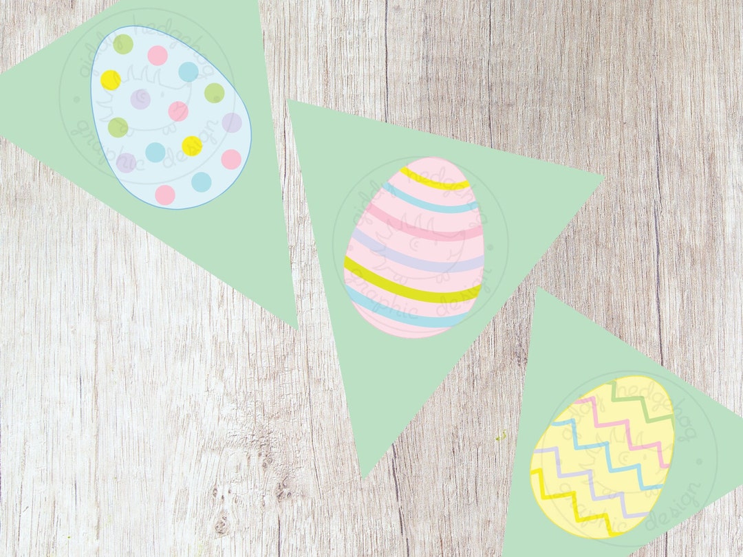 DIY Printable Easter Egg Banner Colorful Pastel Eggs Garland Spring ...