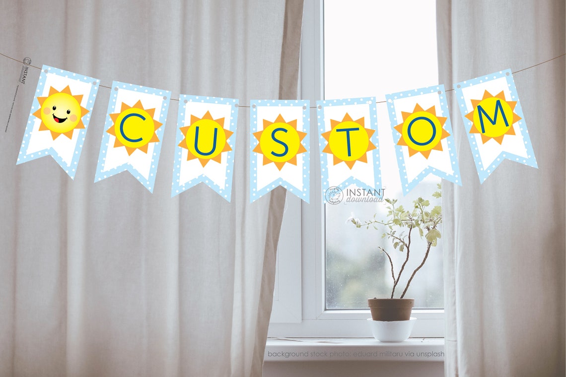 Printable DIY Banner Custom Sunshine Birthday Party Birthday - Etsy