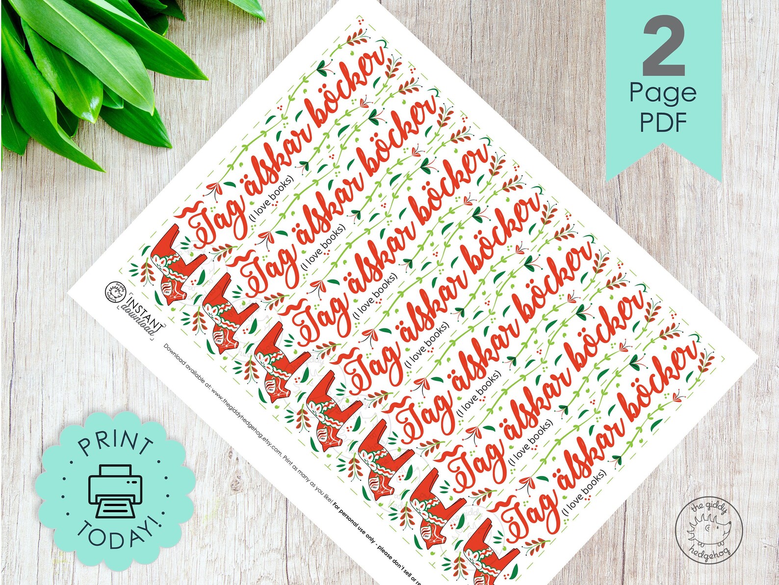 Printable DIY Bookmarks Dala Horse Swedish Dalahäst Red Sweden - Etsy