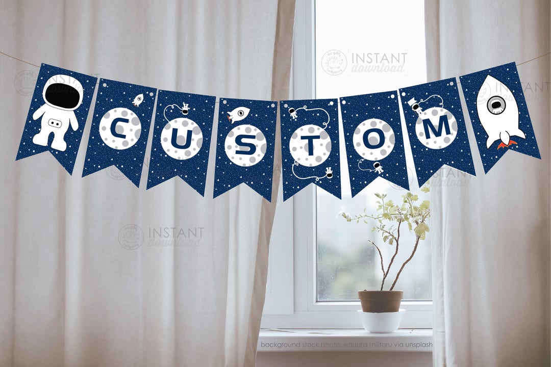 DIY Printable Banner Outer Space Custom Birthday Baby Shower Banner ...