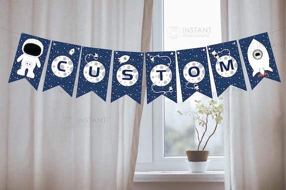 DIY Printable Banner Outer Space Custom Birthday Baby Shower - Etsy