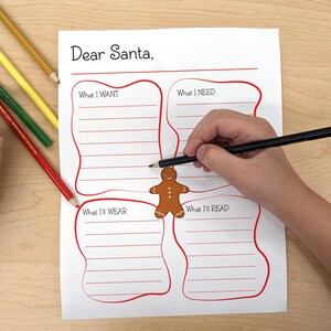 DIY Printable Letter to Santa Christmas Wishlist Kids Dear Santa ...