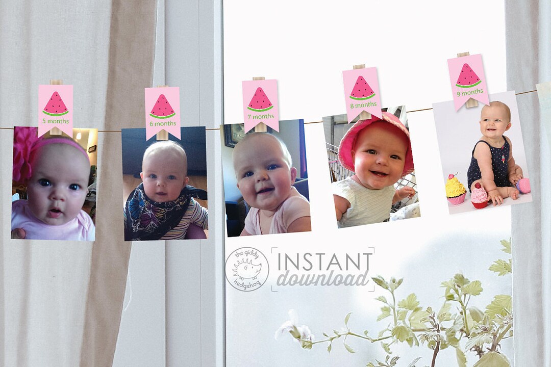 DIY Printable Banner Watermelon Party Decorations Monthly Numbers Photo ...