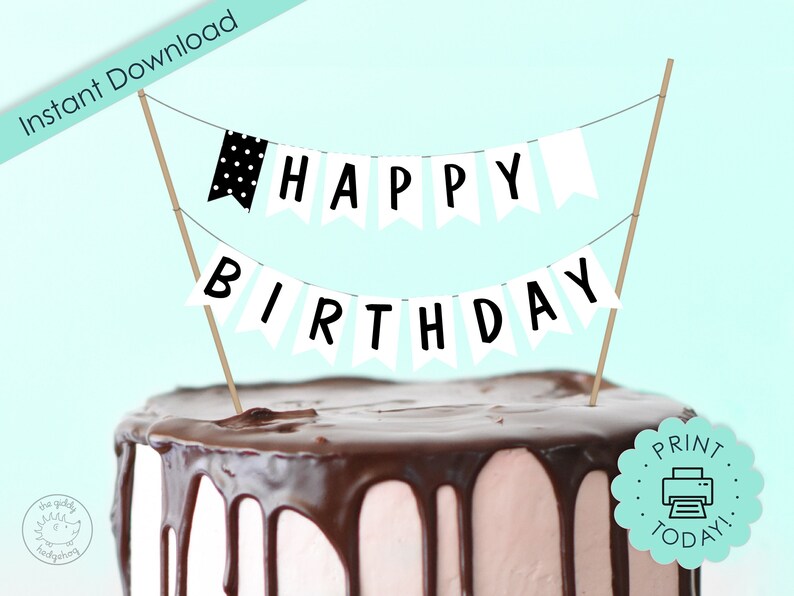 Printable DIY Banner Personalized Cake Topper Customizable - Etsy