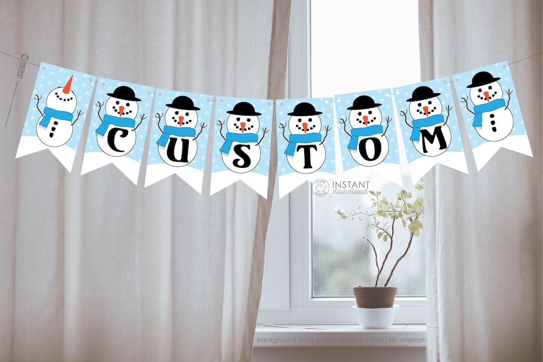 DIY Printable Banner Custom Snowman Winter Birthday Party Decor ...
