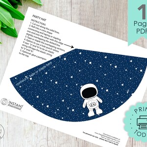 DIY Printable Astronaut Hat Outer Space Birthday Party Baby - Etsy
