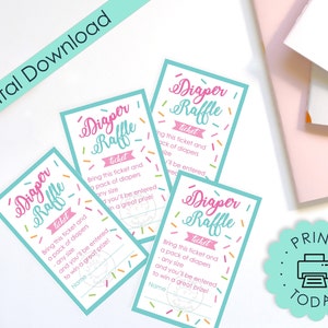 DIY Diaper Raffle Game Sprinkle Girl Baby Shower Sprinkles Party ...