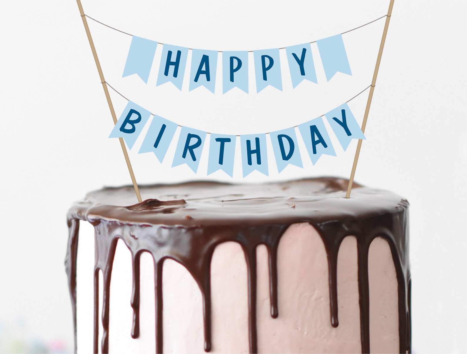 Blue Cake Topper Banner DIY Printable Custom Personalized Customizable ...