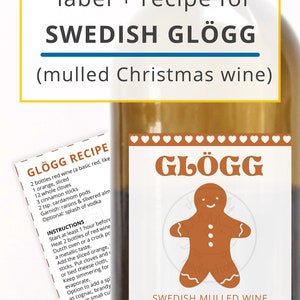 Printable DIY Glögg Bottle Label Recipe Swedish Gingerbread Glogg ...