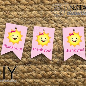 Printable DIY Labels Sunshine Party Favor Tags Sun Baby Shower Favor ...