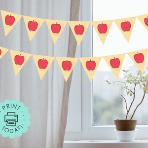 DIY Printable Apple Banner Birthday Flag Teacher Appreciation Apple of ...